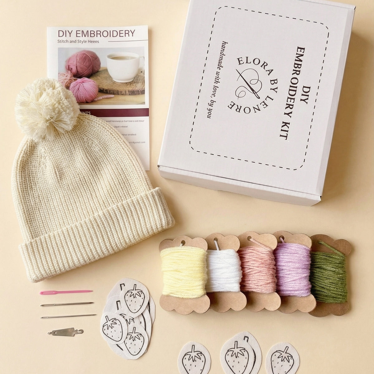 Personalised DIY Baby & Toddler Beanie Embroidery Kit | Name & Design ...